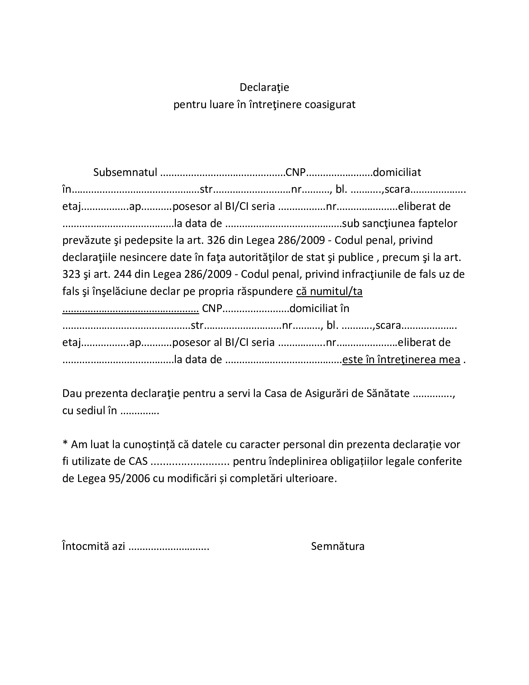 Acte necesare coasigurat: model declaratie si adeverinta coasigurat | colorful.hr