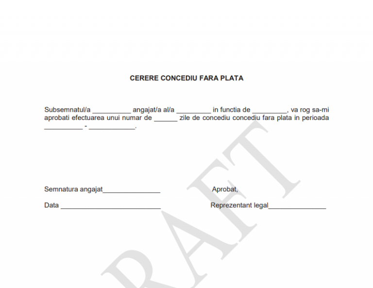 Cerere concediu - Model cerere concediu de odihna si fara plata ...