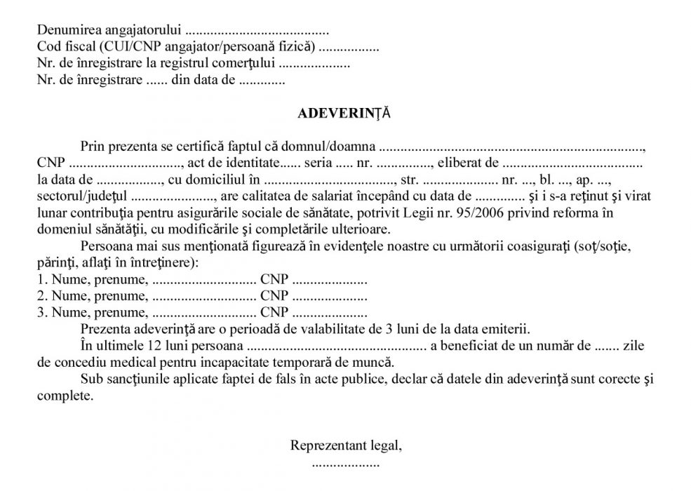 Adeverinta de Salariat pentru Medicul de Familie | Model Adeverinta de ...